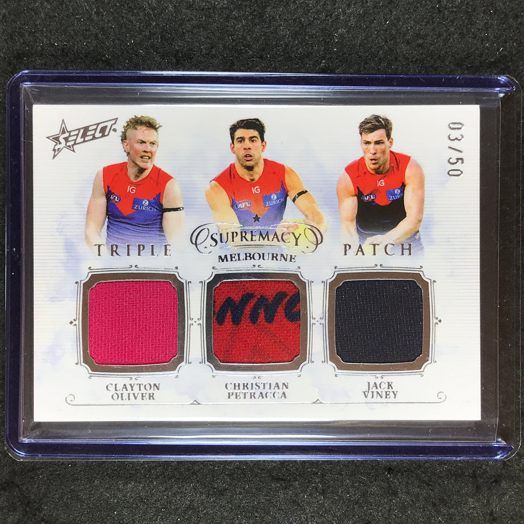 2024 Select AFL Supremacy OLIVER PETRACCA VINEY Triple Superstar Patch – Cherry Collectables