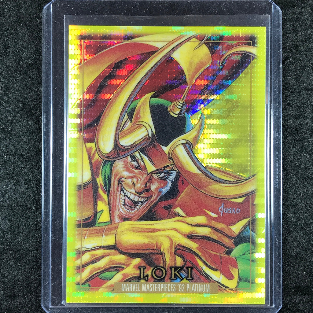 2024 Marvel Masterpieces '92 Platinum LOKI Base Seismic Gold 29/92 #50 – Cherry Collectables