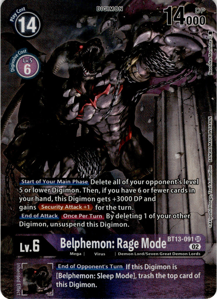 Alternate Art Belphemon Rage Mode Bt13-091 Sr - Rare Bt13 Versus Royal – Cherry Collectables