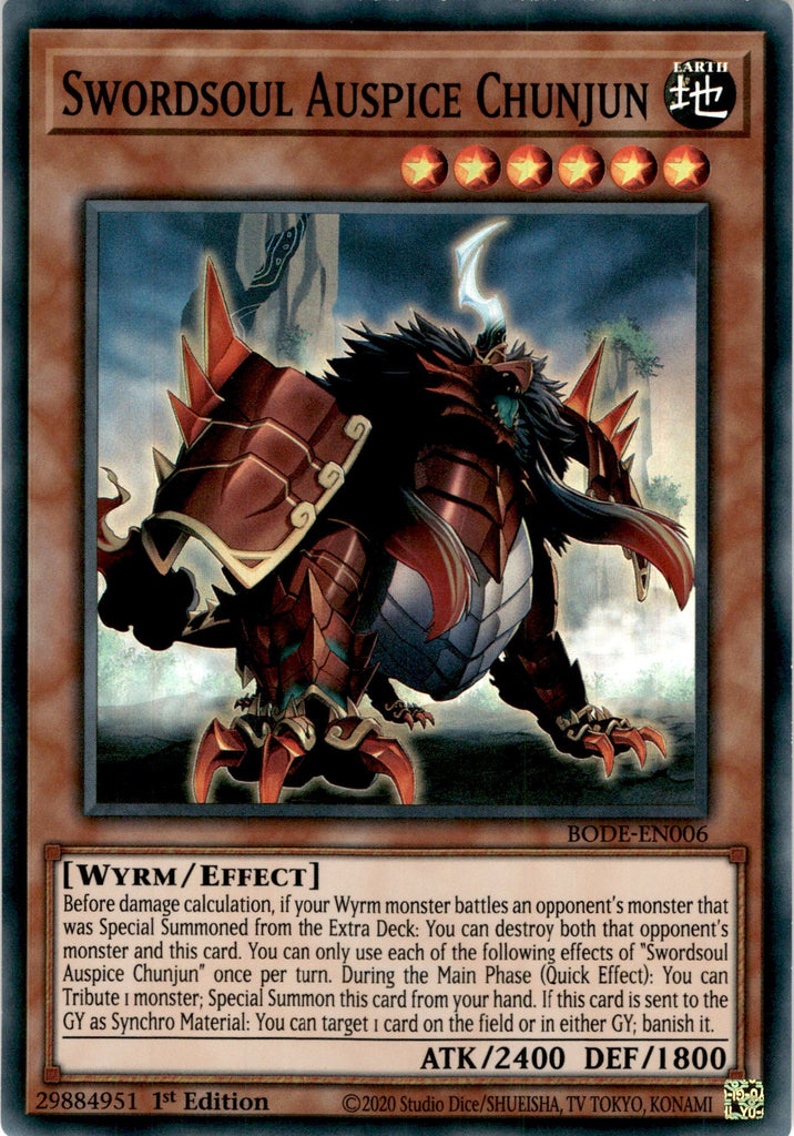 Playset 3 3x Swordsoul Auspice Chunjun - Bode-en006 - Super Rare 1st E – Cherry Collectables