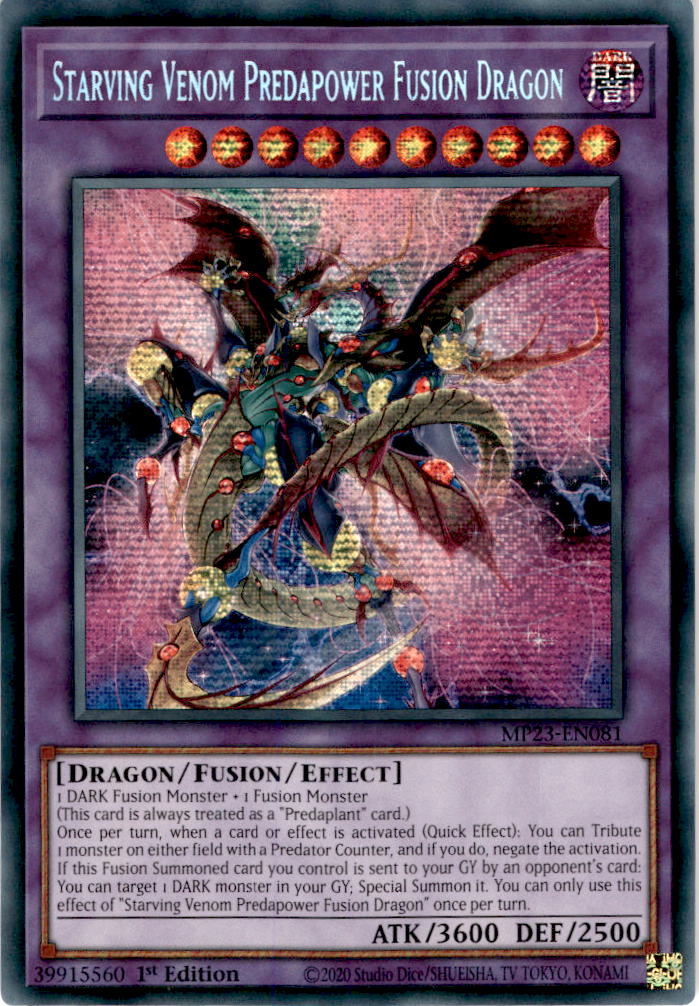 Starving Venom Predapower Fusion Dragon - Mp23-en081 - Secret Rare 1st – Cherry Collectables