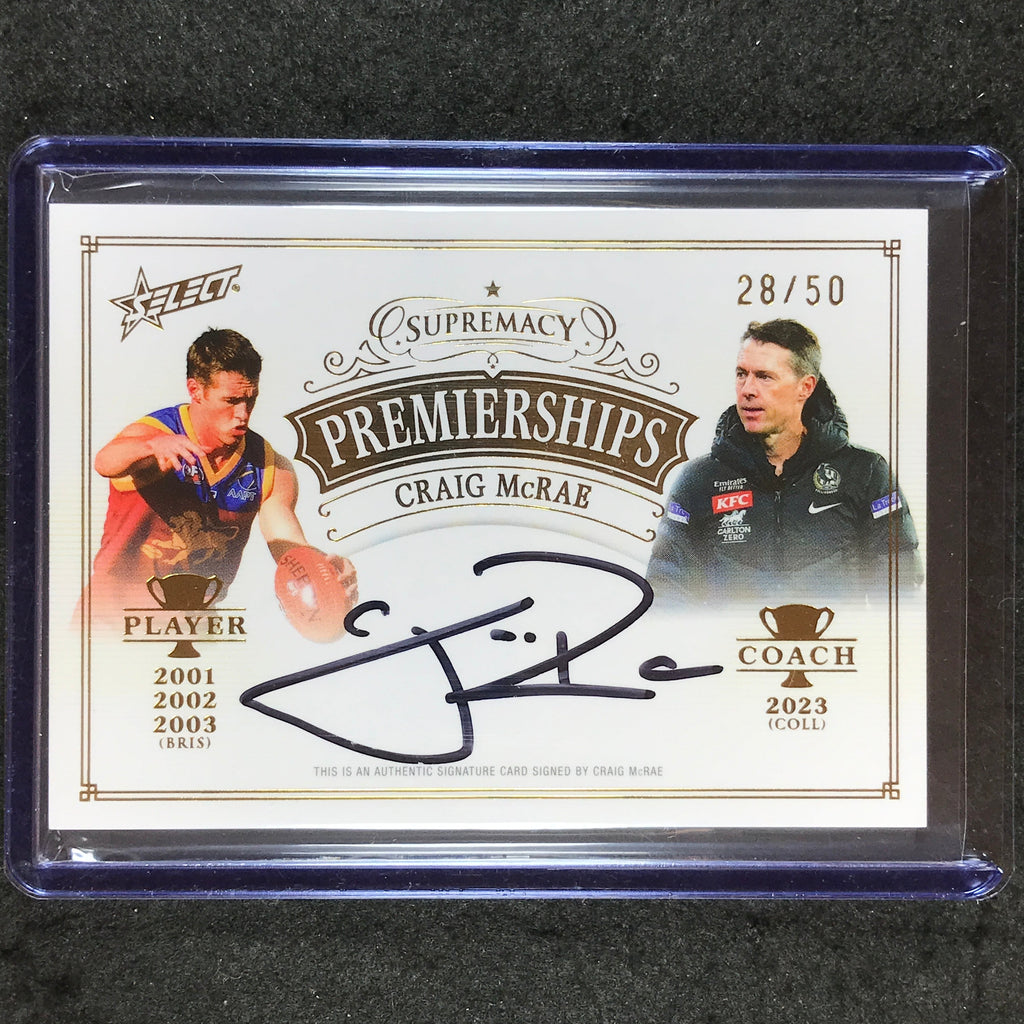 2024 Select AFL Supremacy CRAIG MCRAE Premierships Player and Coach Au ...