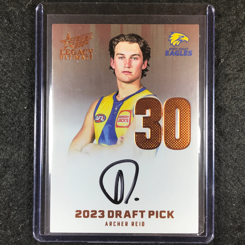 2024 Select AFL Legacy Ultimate ARCHER REID Draft Pick Signatures Copp ...