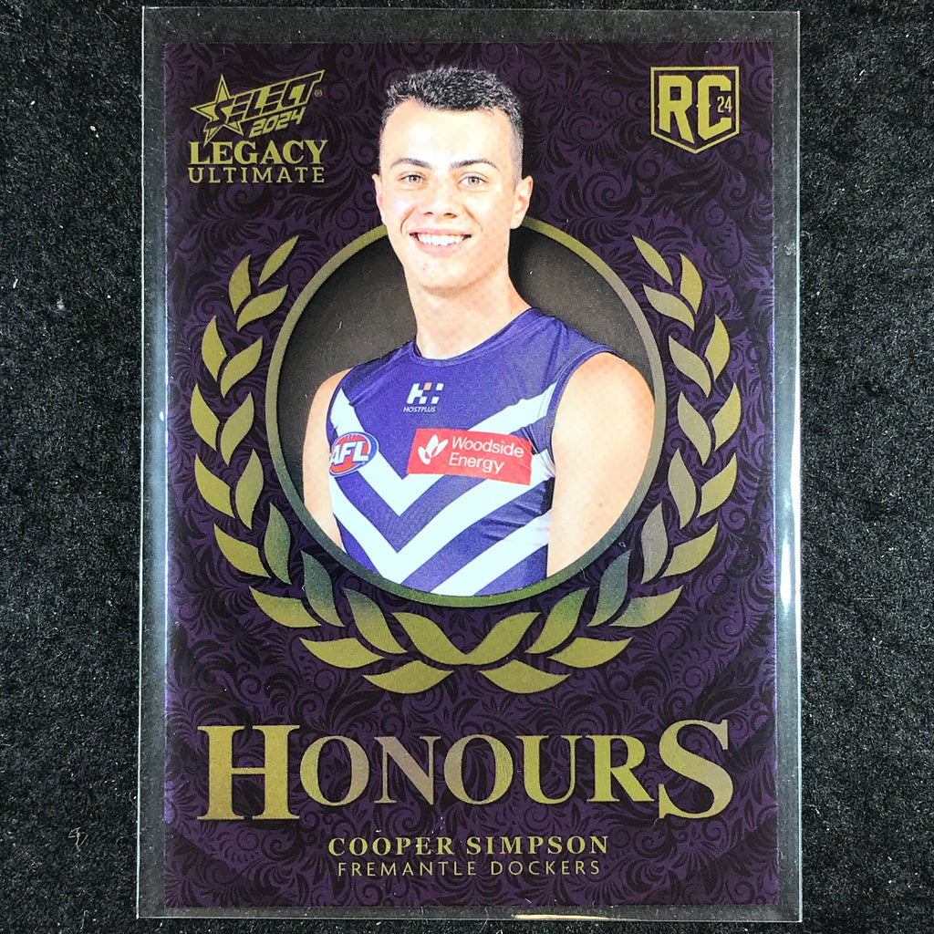 2024 Select AFL Legacy Ultimate COOPER SIMPSON Honours Rookie 168/255 ...