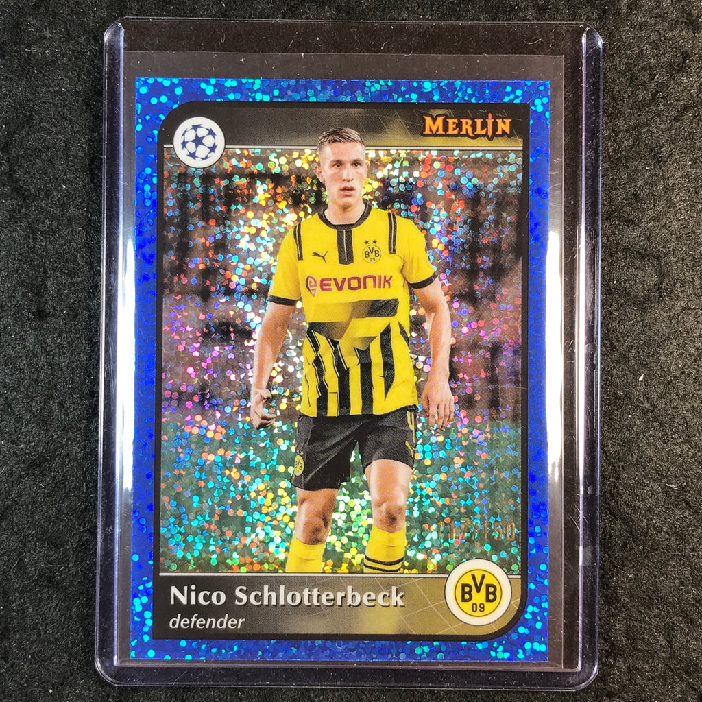 2024-25 Merlin UEFA Club Comp NICO SCHLOTTERBECK Base Blue Speckle 117 ...