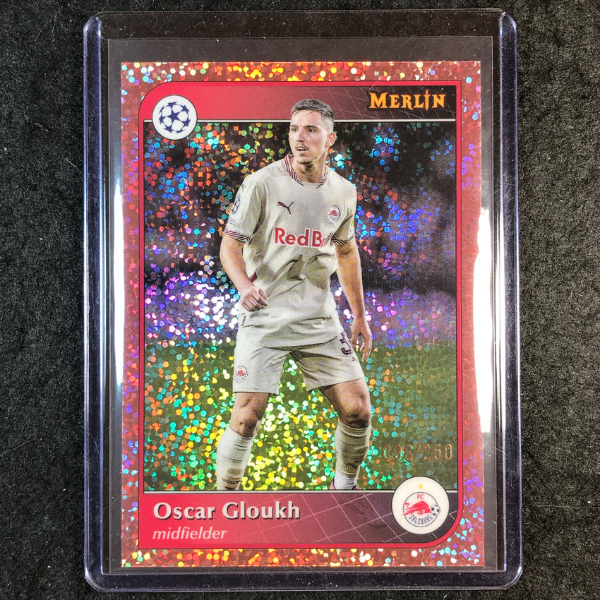 2024-25 Merlin UEFA Club Comp OSCAR GLOUKH Rose Gold Speckle /250 #58 ...