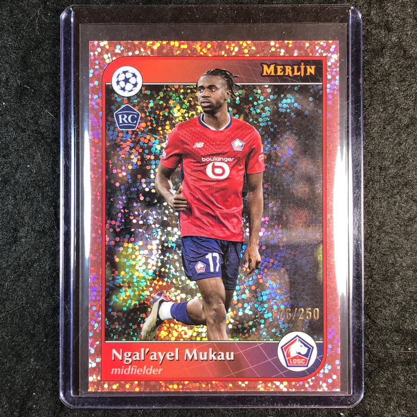 2024-25 Merlin UEFA Club Comp NGAL'AYEL MUKAU Rookie Rose Gold Speckle ...