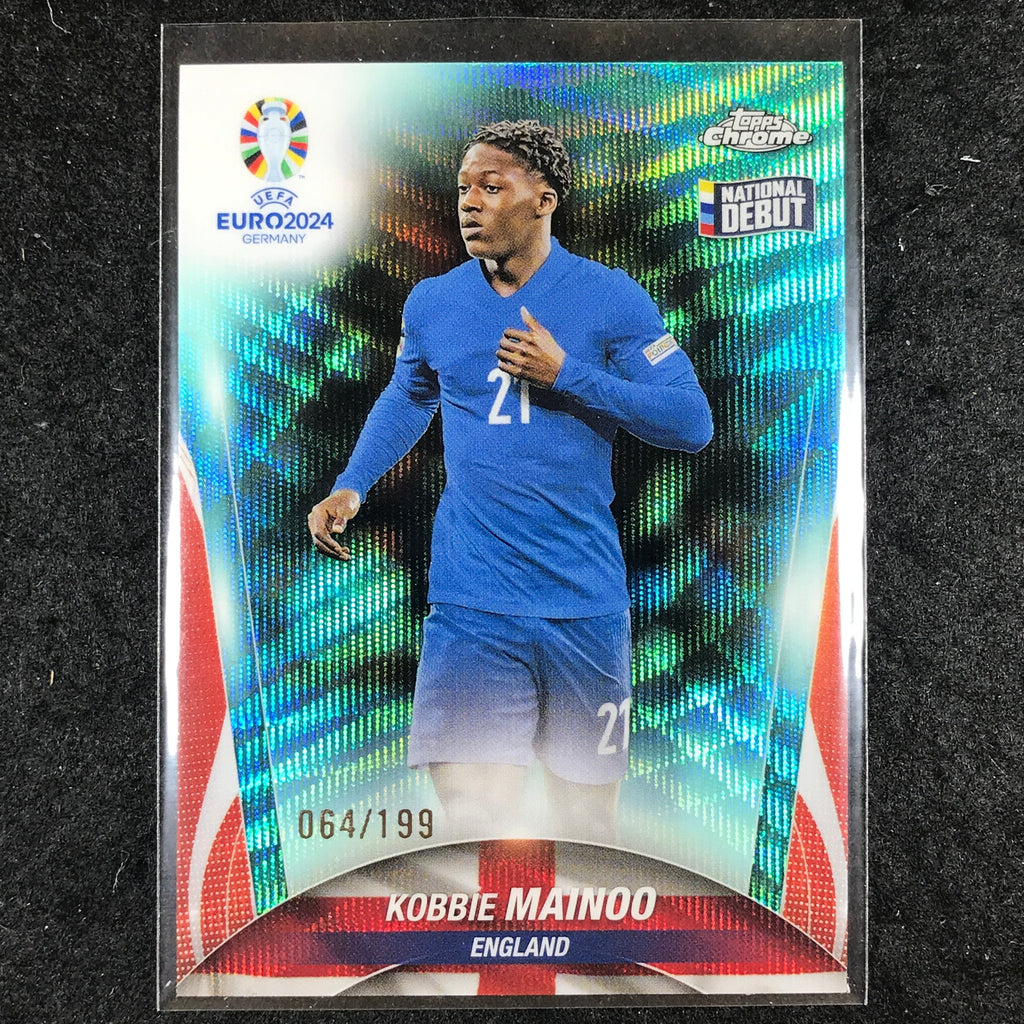 2023-24 Topps Chrome UEFA Euro KOBBIE MAINOO Base Debut Aqua Wave 64/1 ...