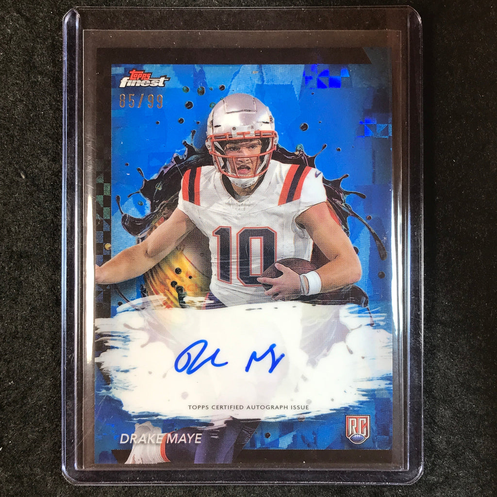 2024 Topps Finest NFL DRAKE MAYE Rookie Finest Autograph Blue Refracto ...