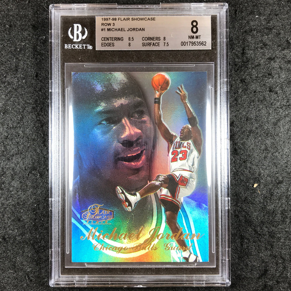 1997-98 Flair Showcase MICHAEL JORDAN Row 3 #1 BGS 8 (562) – Cherry ...