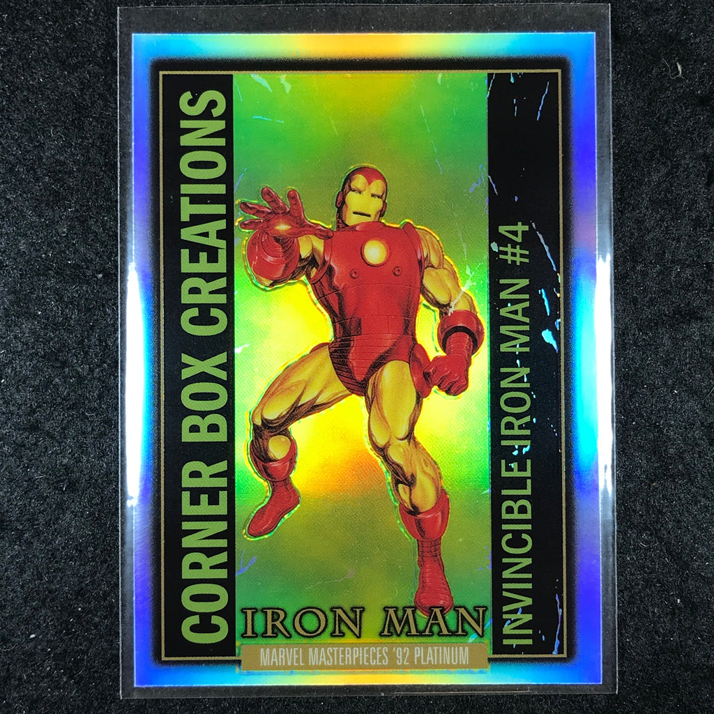 2024 Marvel Masterpieces '92 Platinum IRON MAN Corner Box Creations Ra ...