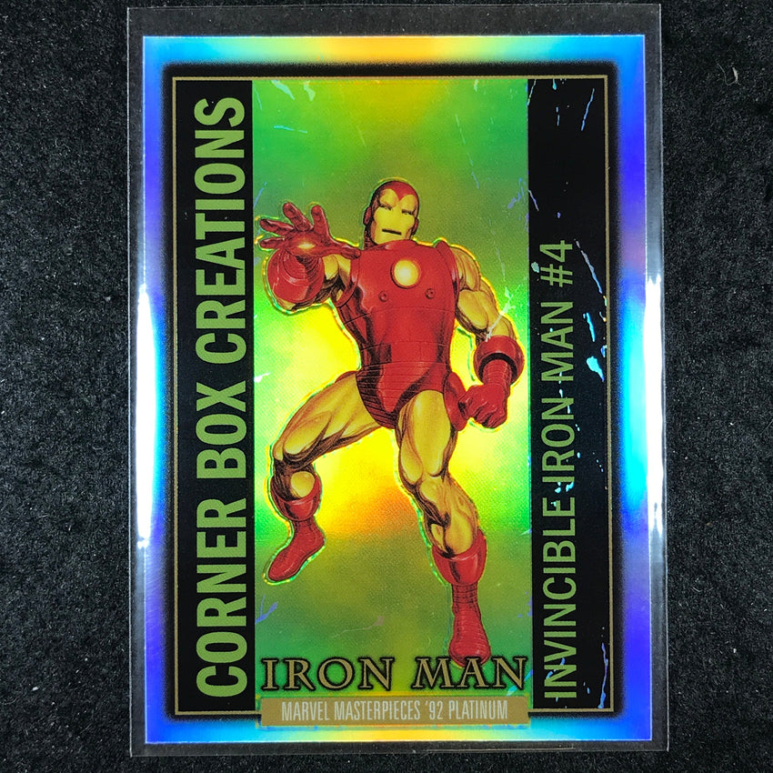 2024 Marvel Masterpieces '92 Platinum IRON MAN Corner Box Creations Ra ...