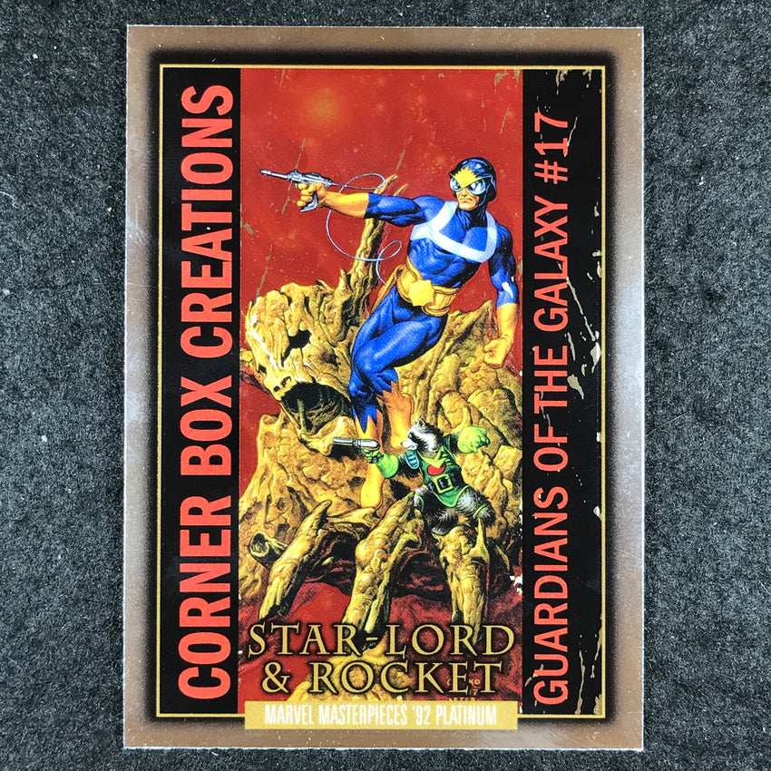 2024 Marvel Masterpieces '92 Platinum STAR-LORD & ROCKET Corner Box Cr ...