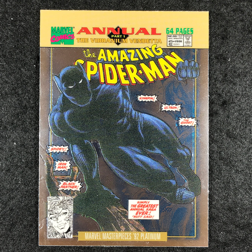 2024 Marvel Masterpieces '92 Platinum BLACK PANTHER Variant Cover Base ...