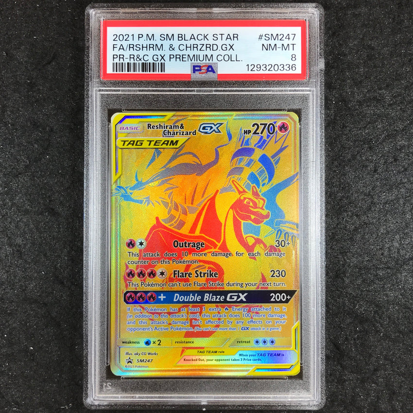 PSA 8 Reshiram & Charizard GX - SM247 - GX Premium Collection Promo 33 ...