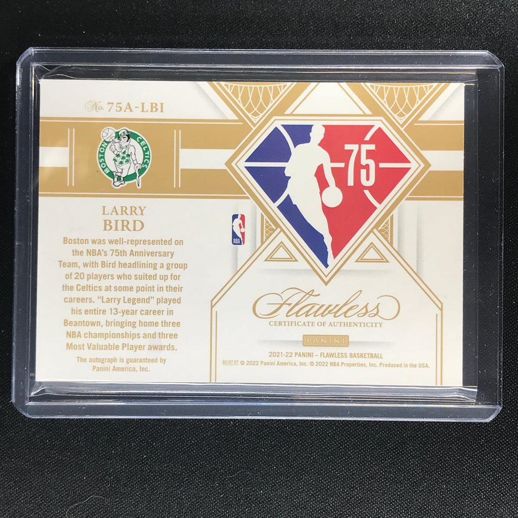2021-22 Flawless Larry Bird 75th Anniversary Nba Auto Silver 19/25 ...