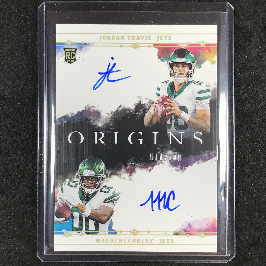 2024 Origins Football JORDAN TRAVIS MALACHI CORLEY Dual Rookie Autogra ...