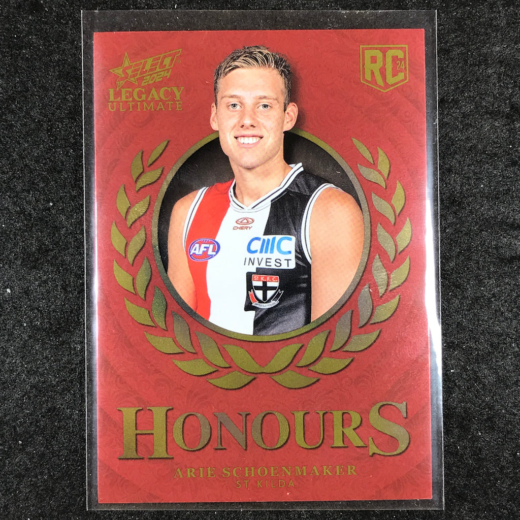 2024 Select AFL Legacy Ultimate ARIE SCHOENMAKER Honours Rookie 71/255 ...