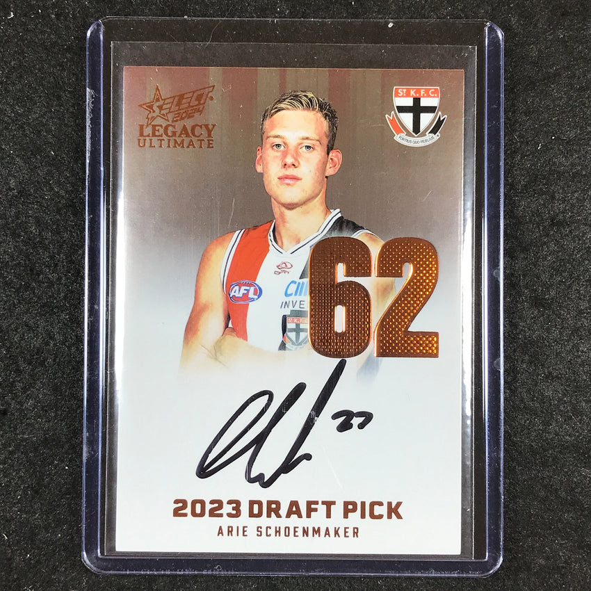 2024 Select AFL Legacy Ultimate ARIE SCHOENMAKER Draft Pick Signatures ...