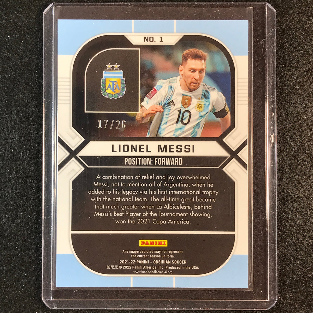 2021-22 Obsidian Lionel Messi Base Electric Etch Red Pulsar 17/26 ...