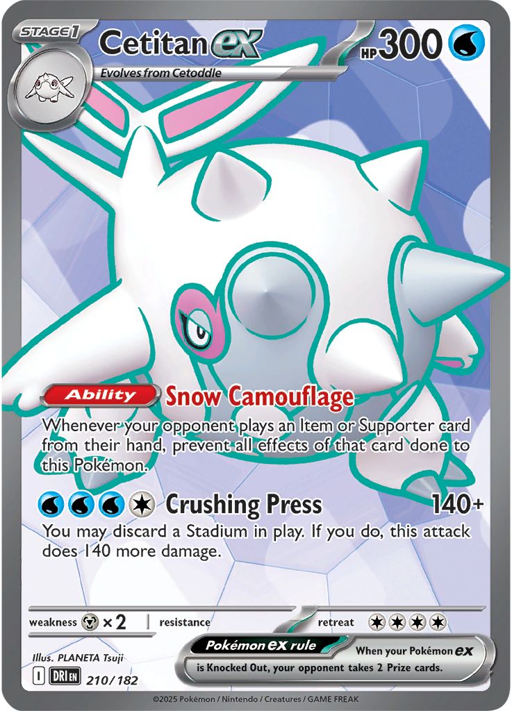 [ FULL ART ] Cetitan ex - 210/182 - Ultra Rare Pokemon Destined Rivals ...