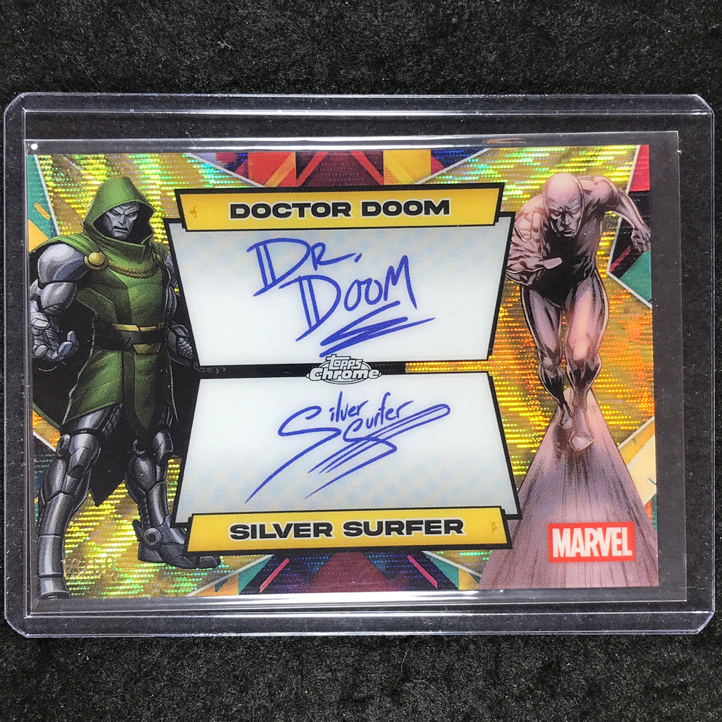 2025 Topps Chrome Marvel DOCTOR DOOM SILVER SURFER Dual Auto Gold 13/5 ...