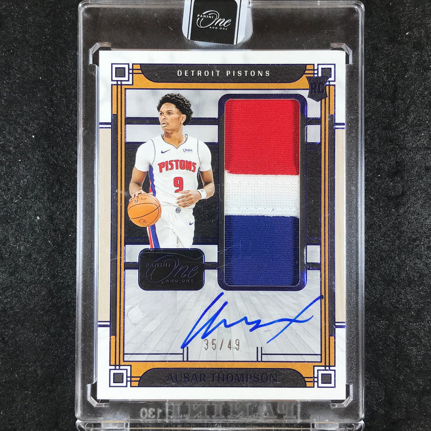 2023-24 One and One AUSAR THOMPSON Rookie Jumbo Patch Relic Auto Blue ...