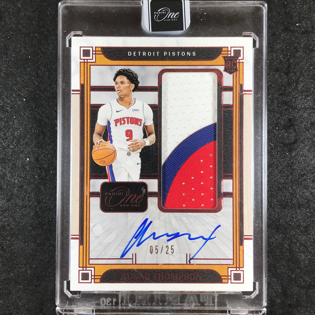 2023-24 One and One AUSAR THOMPSON Rookie Jumbo Patch Relic Auto Red 5 ...