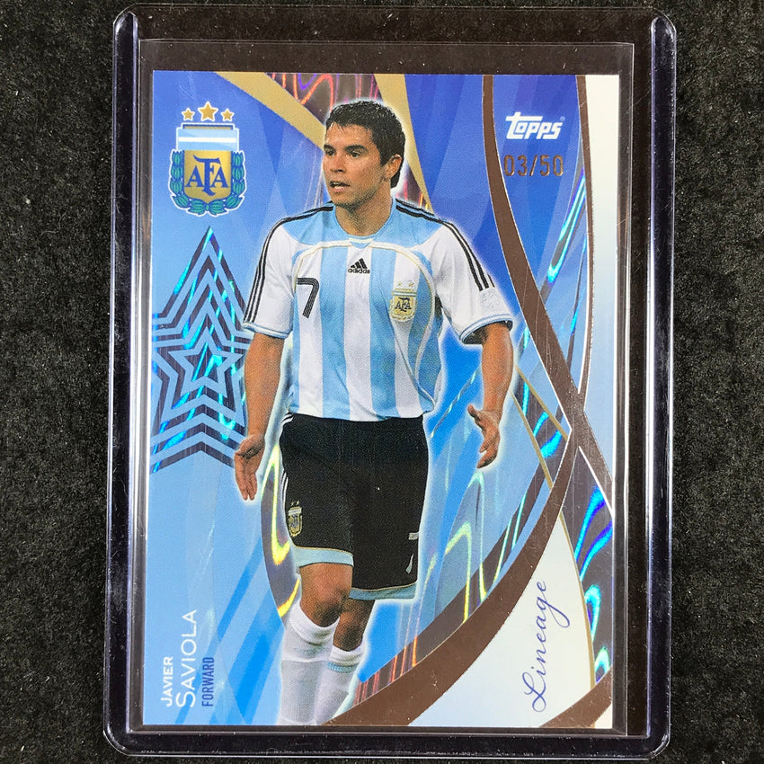 2024 Topps Lineage Argentina JAVIER SAVIOLA Legends Sky Blue Tango 3/5 ...
