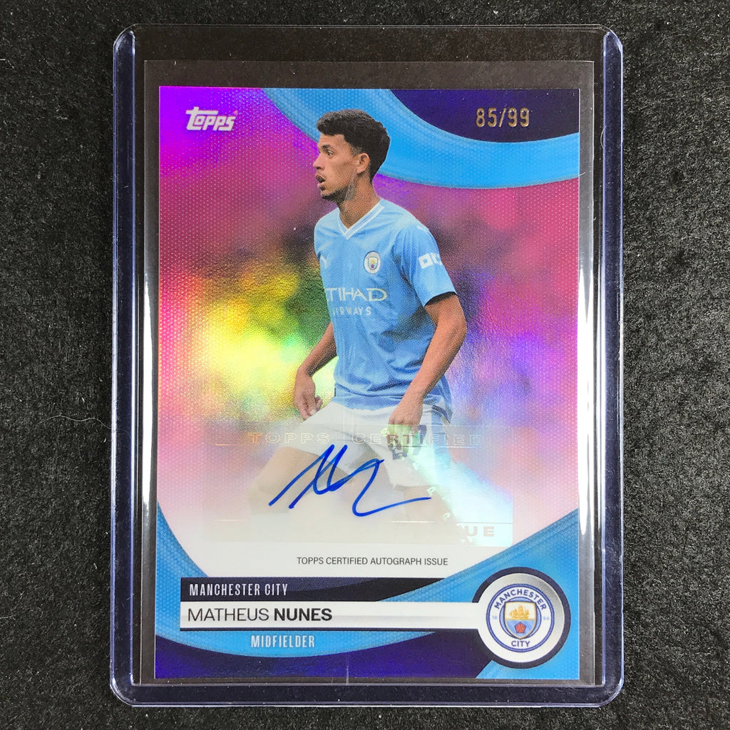 2023-24 Topps Manchester City MATHEUS NUNES Base Auto Pink Foil 85/99 ...