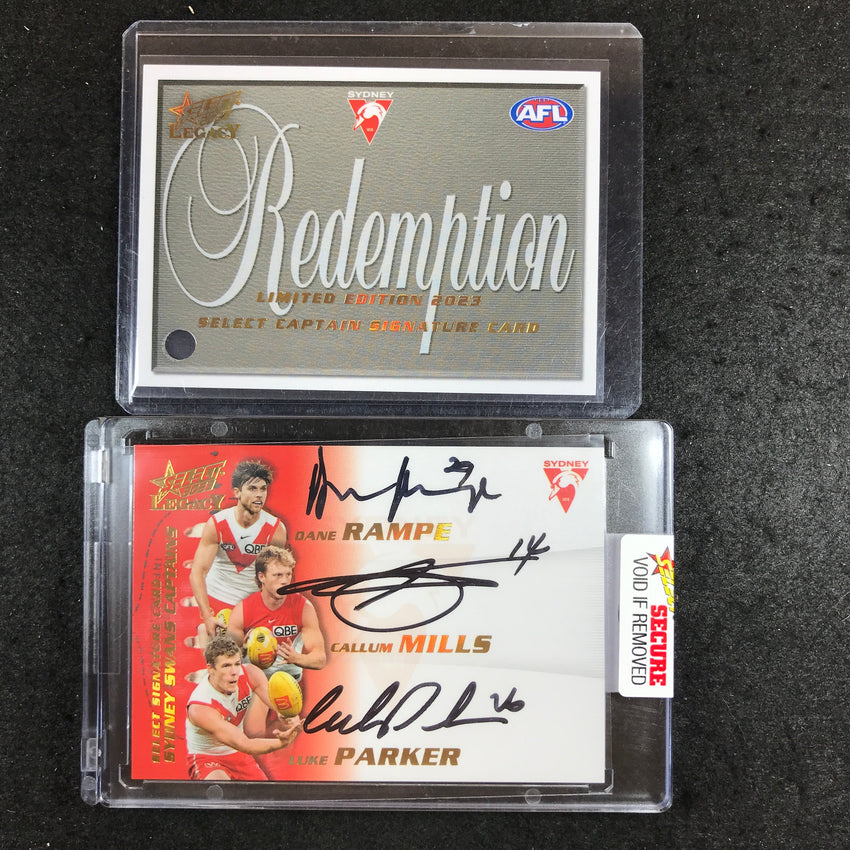 2023 Select AFL Legacy RAMPE MILLS PARKER Captain Signature Card Sydne ...
