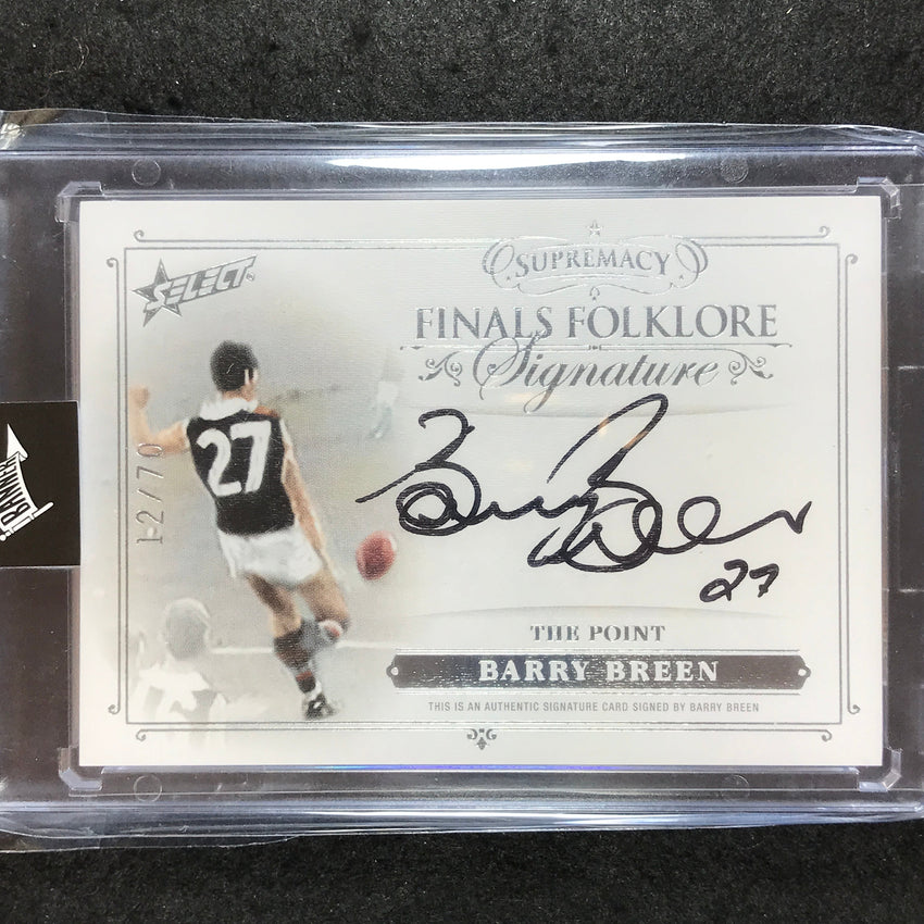2019 Select AFL Supremacy BARRY BREEN Finals Folklore Signature 12/70 ...