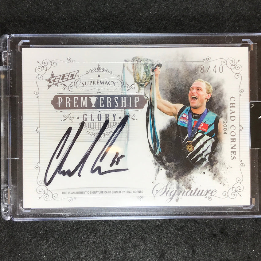 2019 Select AFL Supremacy CHAD CORNES Premiership Glory Signature 18/4 ...