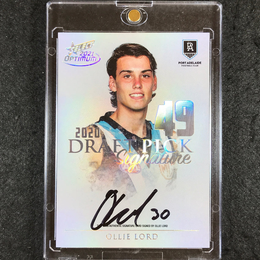 2021 Select AFL Optimum OLLIE LORD Draft Pick Signature Platinum 01/40 ...