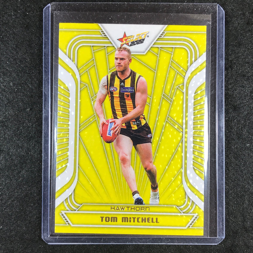 2022 Select AFL Footy Stars TOM MITCHELL Fractured Acid Yellow 49/145 ...