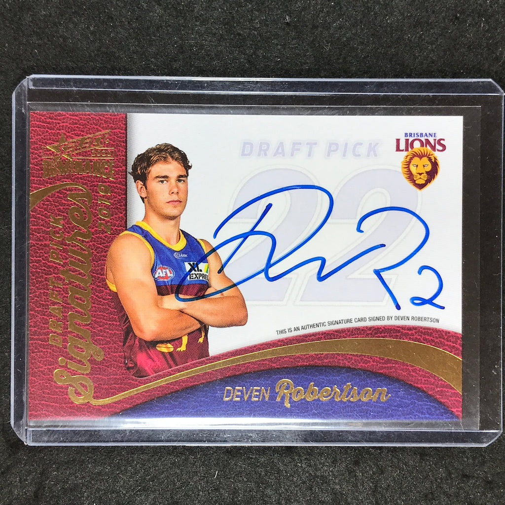 2020 Select AFL Dominance DEVEN ROBERTSON Draft Pick Signature 128/175 ...