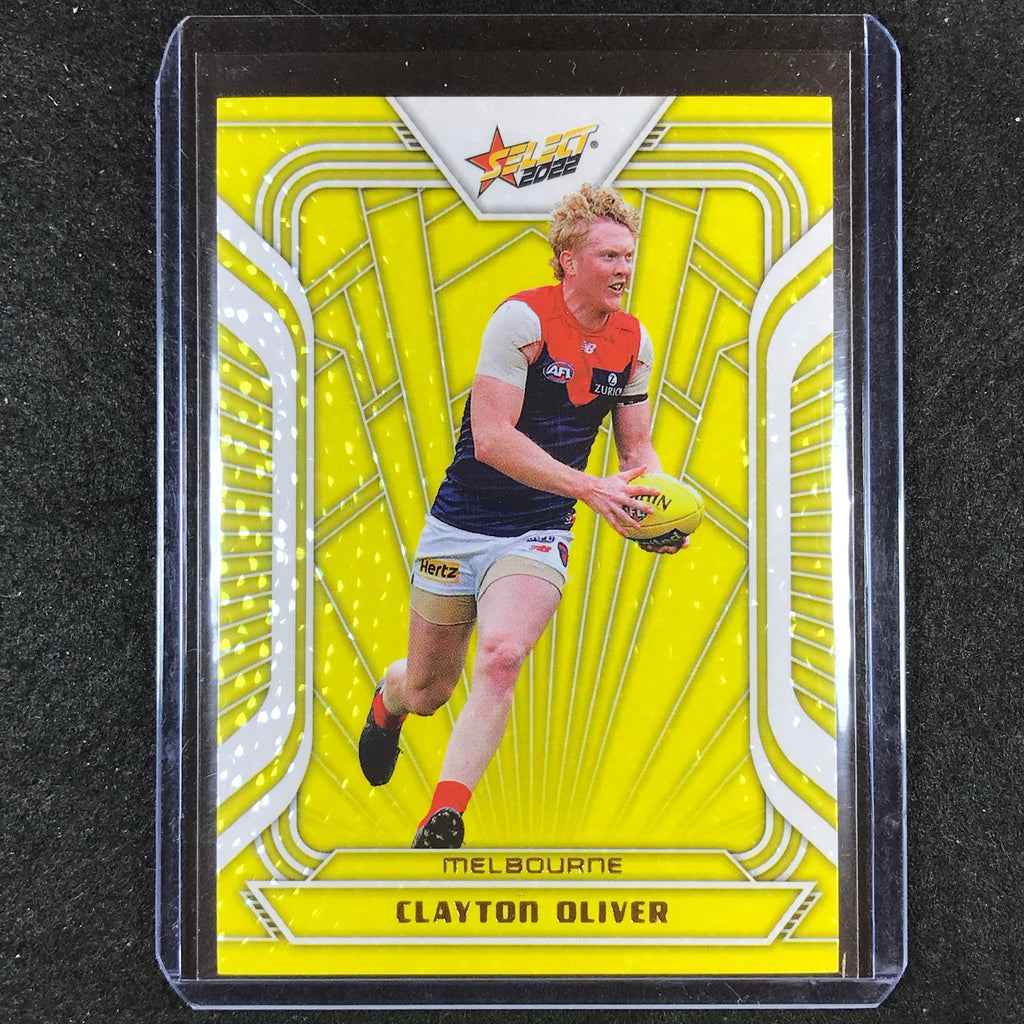 2022 Select AFL Footy Stars CLAYTON OLIVER Fractured Acid Yellow 77/14 ...