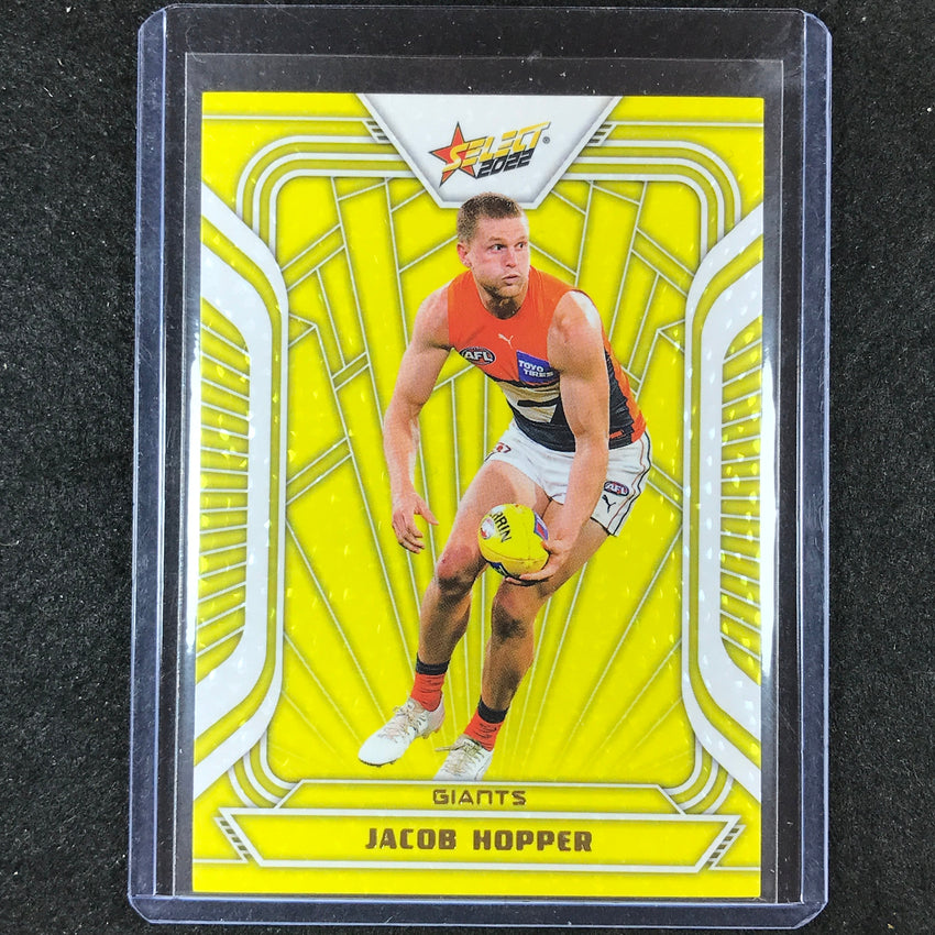 2022 Select AFL Footy Stars JACOB HOPPER Fractured Acid Yellow 21/145 ...