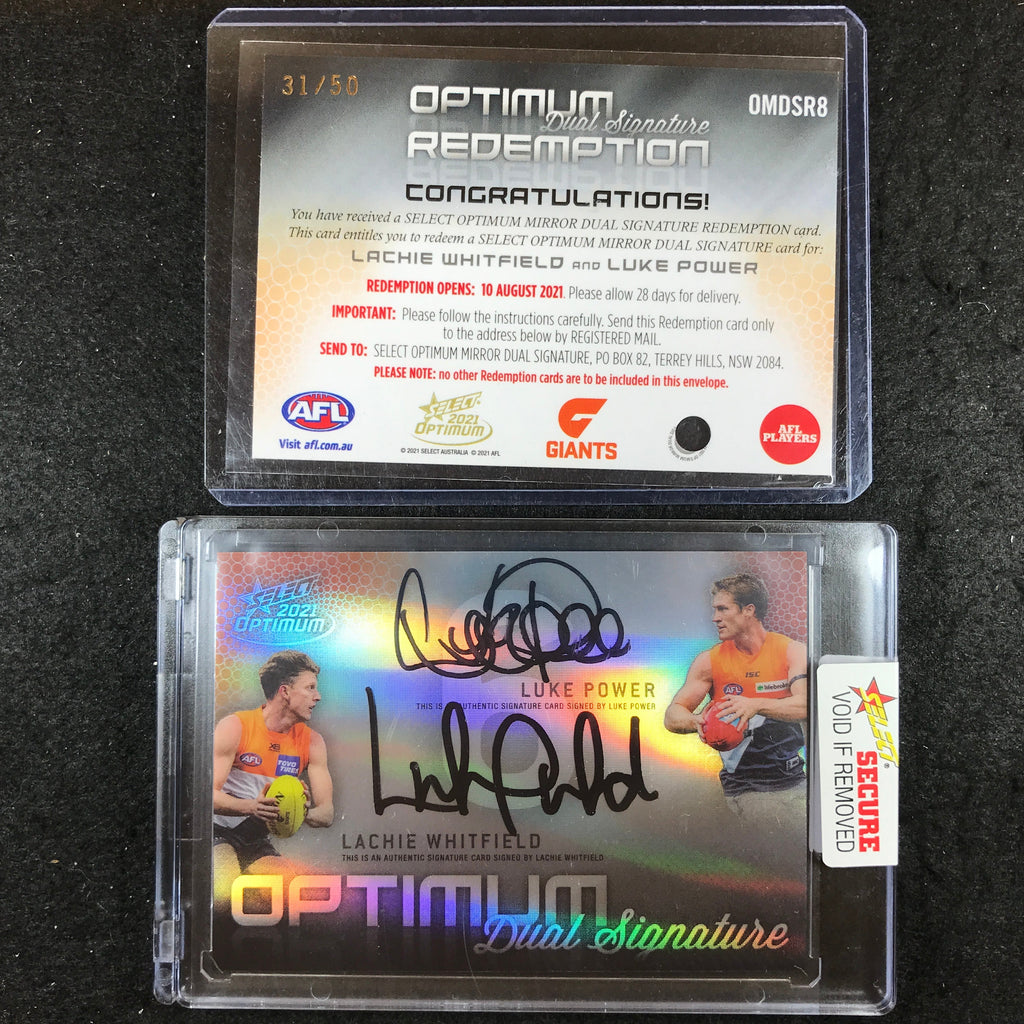 2021 Select AFL Optimum LUKE POWER LACHIE WHITFIELD Dual Signature 31 ...
