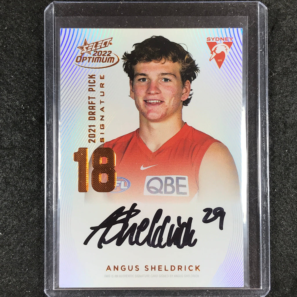 2022 Select AFL Optimum ANGUS SHELDRICK Draft Pick Signature Copper 57 ...