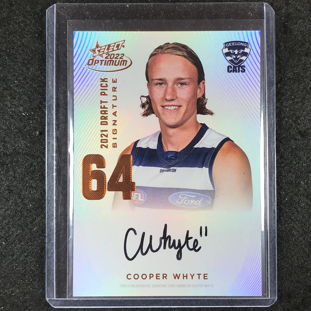 2022 Select AFL Optimum COOPER WHYTE Draft Pick Signature Copper 65/17 ...