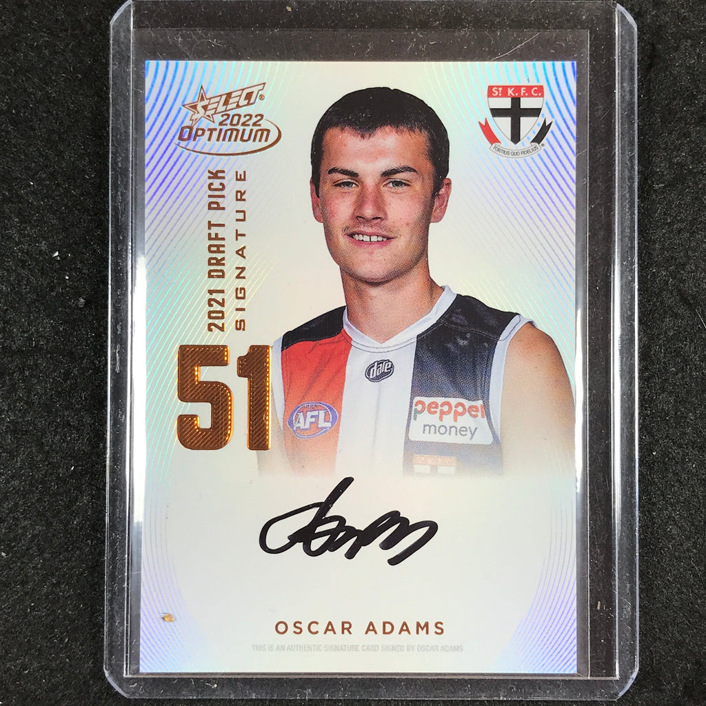 2022 Select AFL Optimum OSCAR ADAMS Draft Pick Signature Copper 28/170 ...