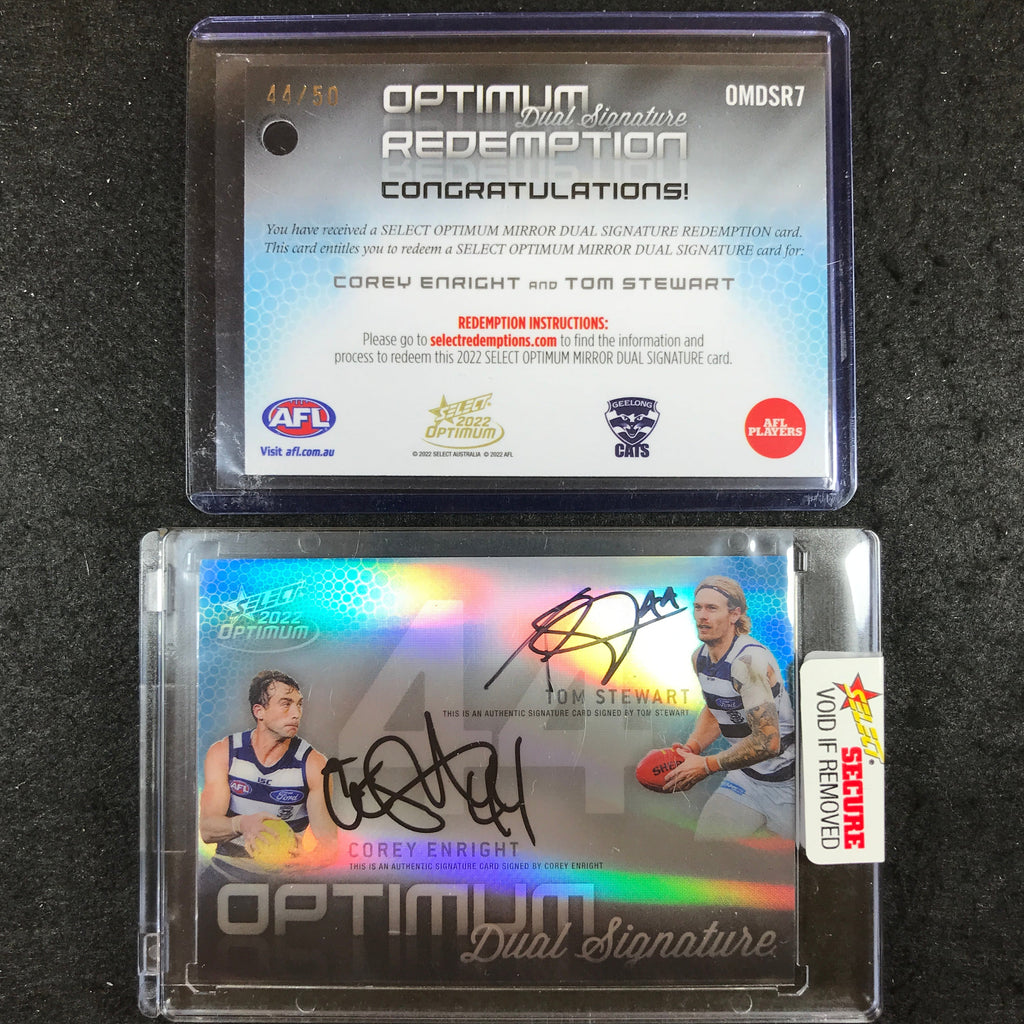 2022 Select AFL Optimum TOM STEWART COREY ENRIGHT Dual Signature Auto ...