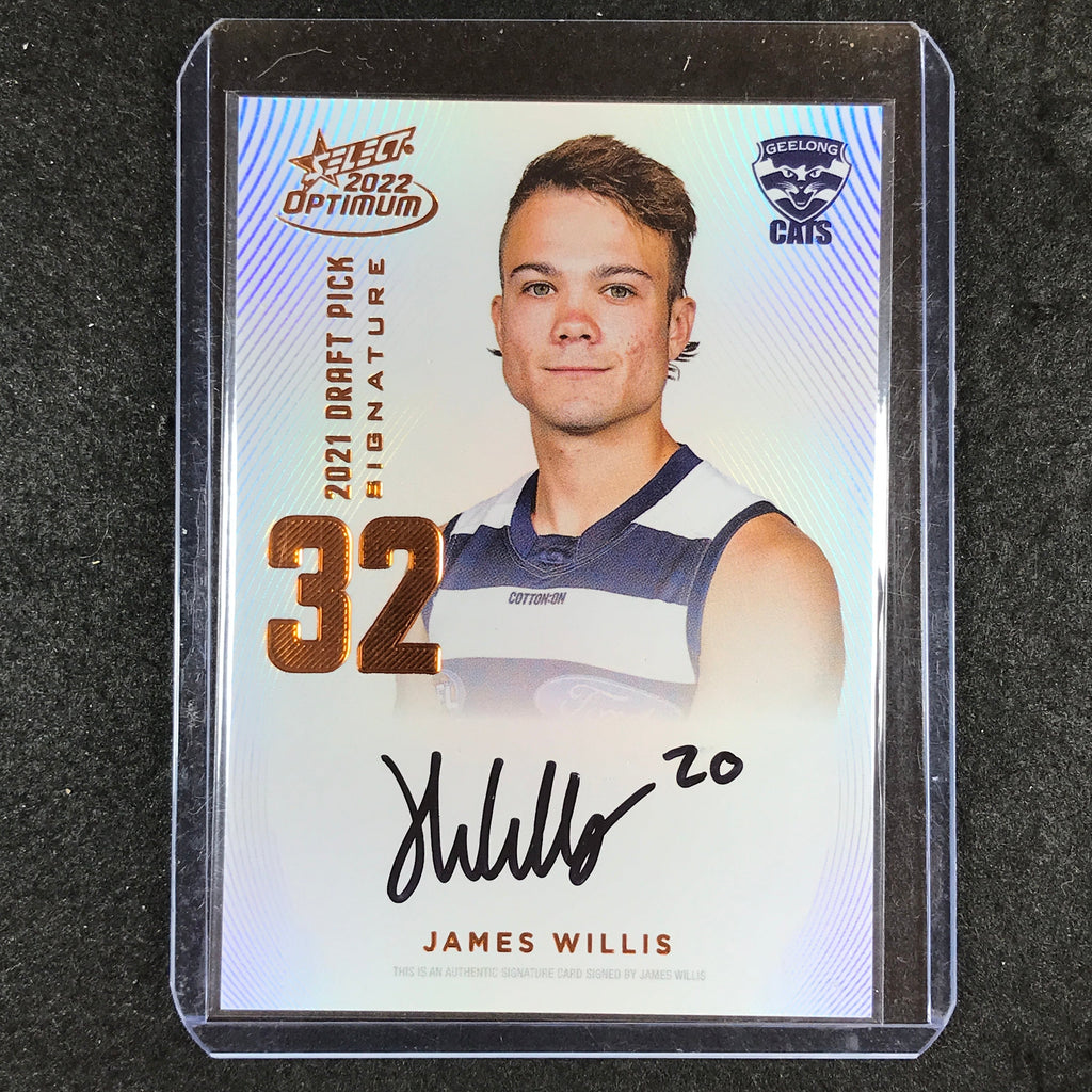 2022 Select AFL Optimum JAMES WILLIS 2021 Draft Pick Signature Copper ...