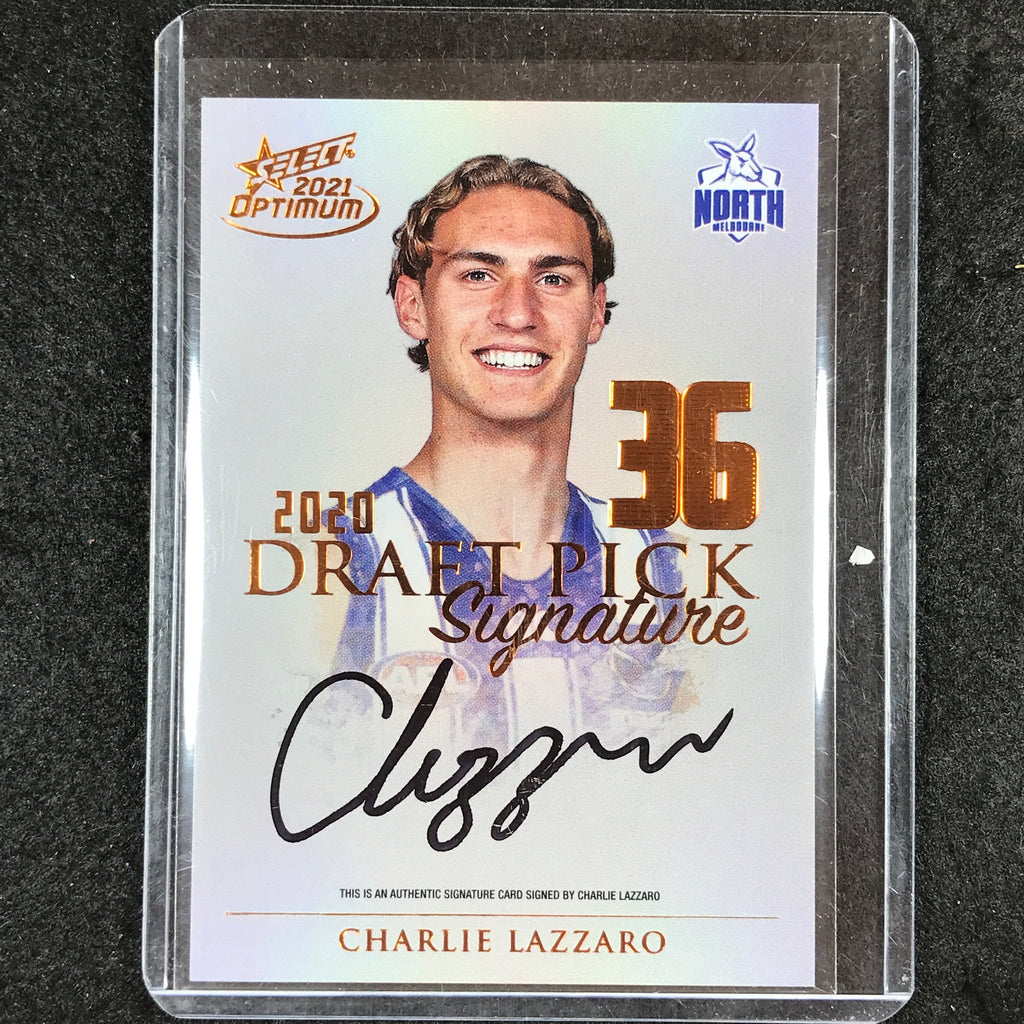 2021 Select AFL Optimum CHARLIE LAZZARO 2020 Draft Pick Signature Copp ...