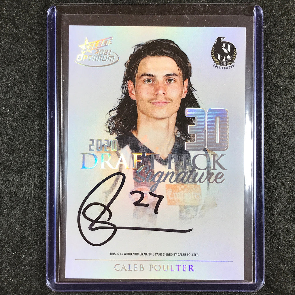 2021 Select AFL Optimum CALEB POULTER Draft Pick Signature Platinum 35 ...