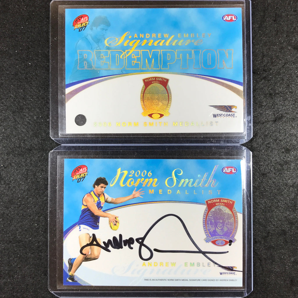 2007 Select AFL Supreme ANDREW EMBLEY Norm Smith Medal Signature 60/10 ...