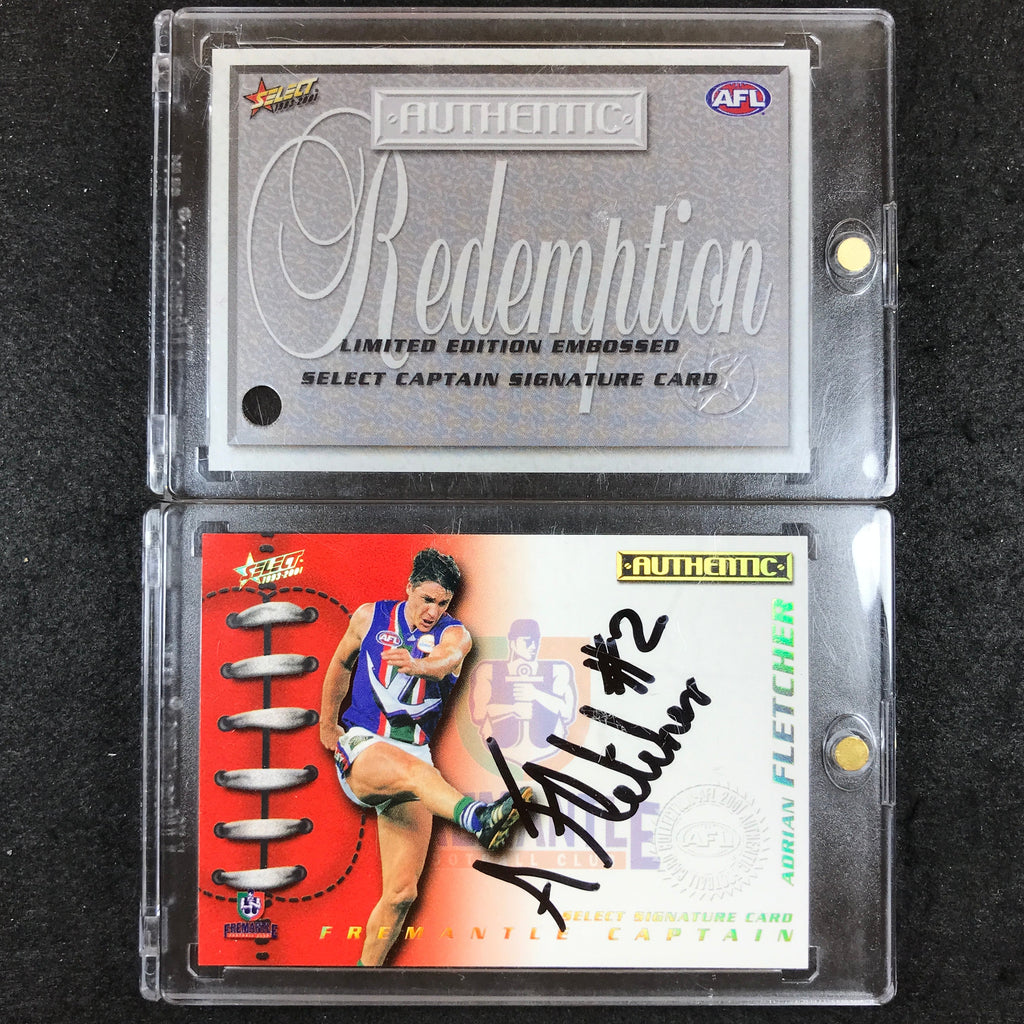 2001 Select AFL Authentic ADRIAN FLETCHER Captain Signature Fremantle ...