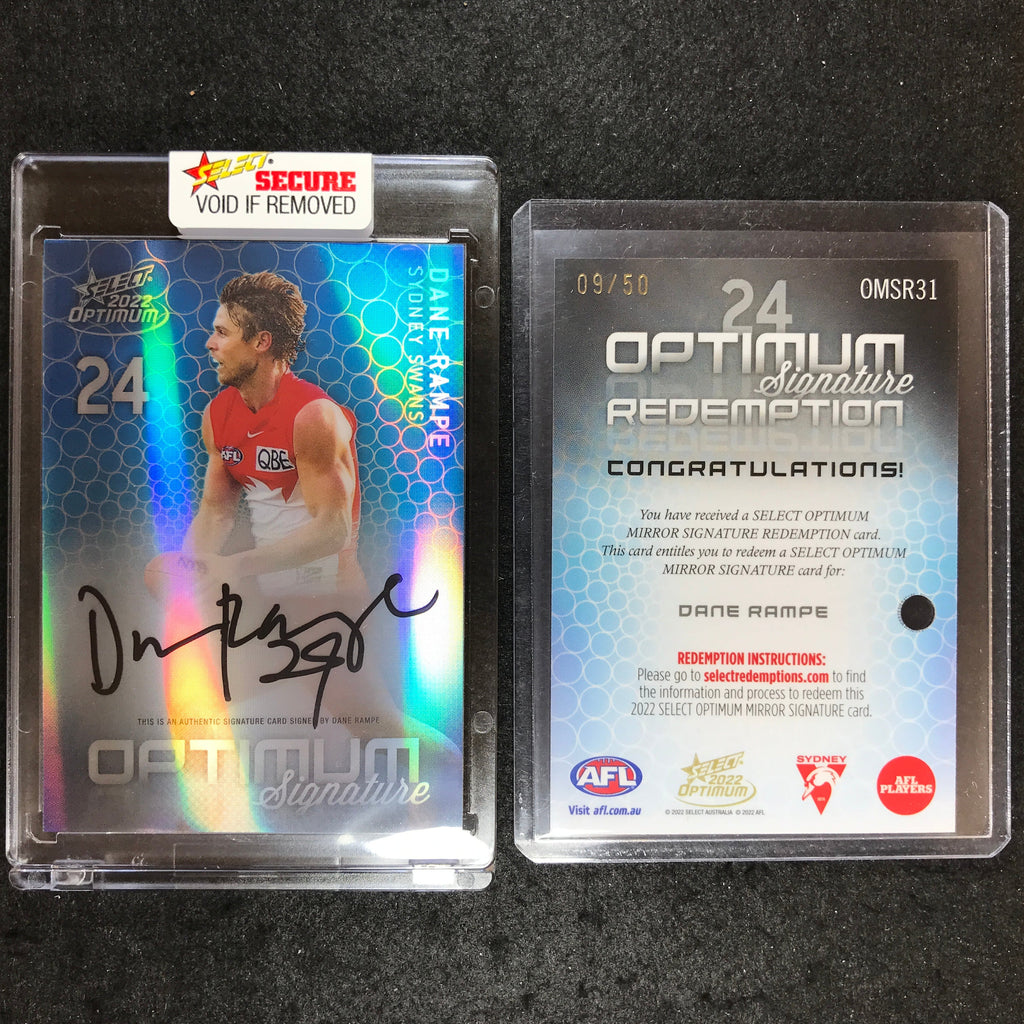 2022 Select AFL Optimum DANE RAMPE Mirror Signature 09/50 – Cherry ...