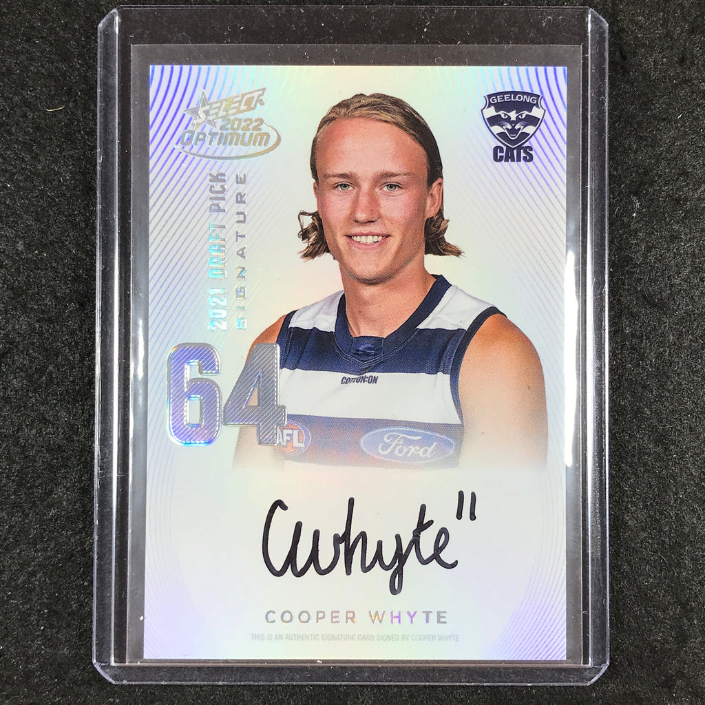 2022 Select AFL Optimum COOPER WHYTE Draft Pick Signature Platinum 12 ...